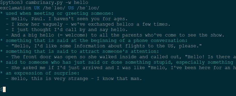 A linux terminal online dictionary based on Cambridge online · Issue ...