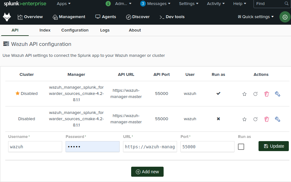 Add `run_as` switch to the API configuration · Issue #1149 · wazuh/wazuh-splunk · GitHub
