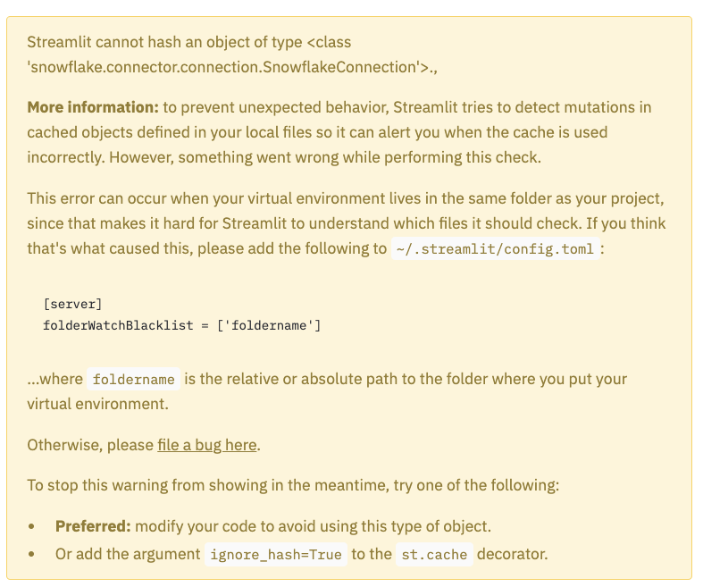 Hashing connections to DB failed · Issue #448 · streamlit/streamlit · GitHub