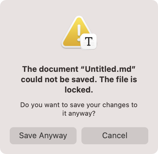Typora Alerts Dialog Saying You Dont Have Permission To Save File The File Is Locked · Issue