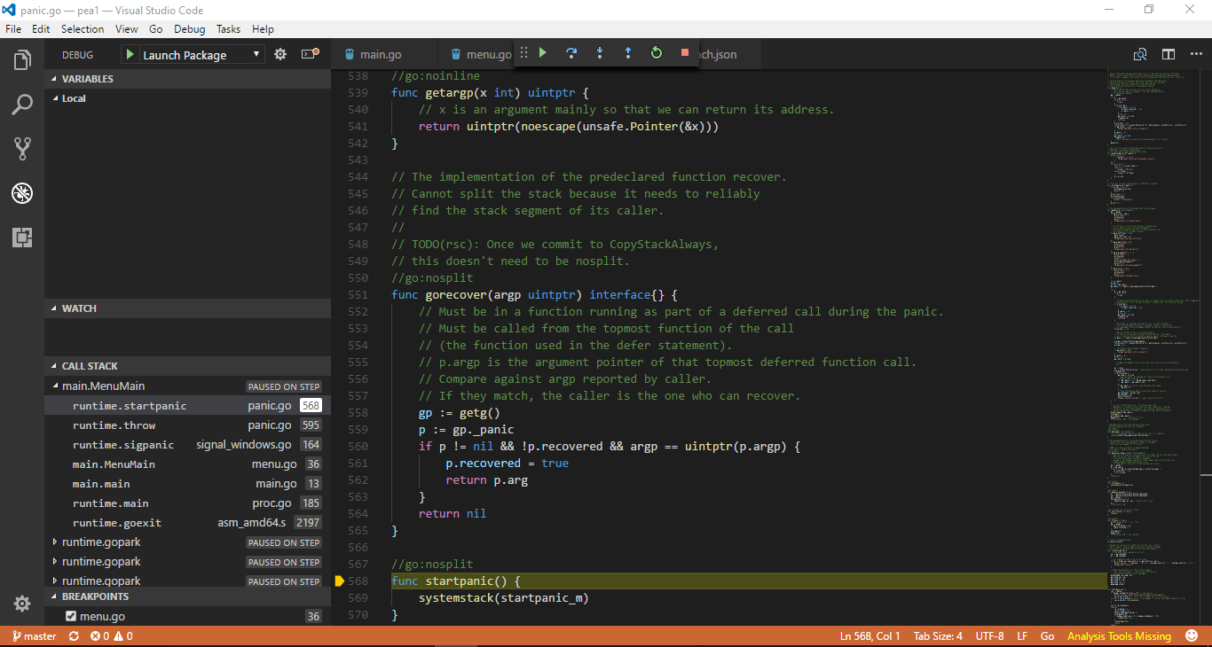 Debugging doesn't work · Issue #1135 · microsoft/vscode-go · GitHub