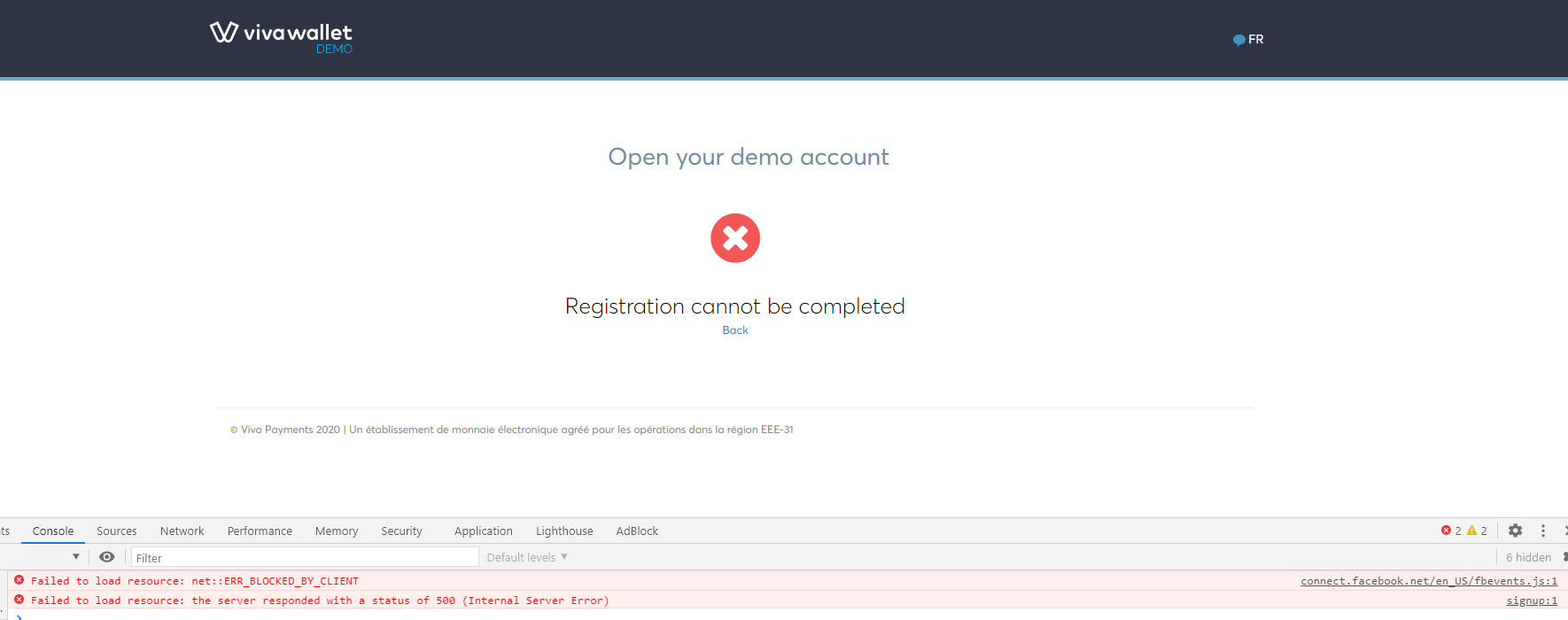 Demo Registration cannot be completed · Issue #1989 · VivaPayments/API · GitHub