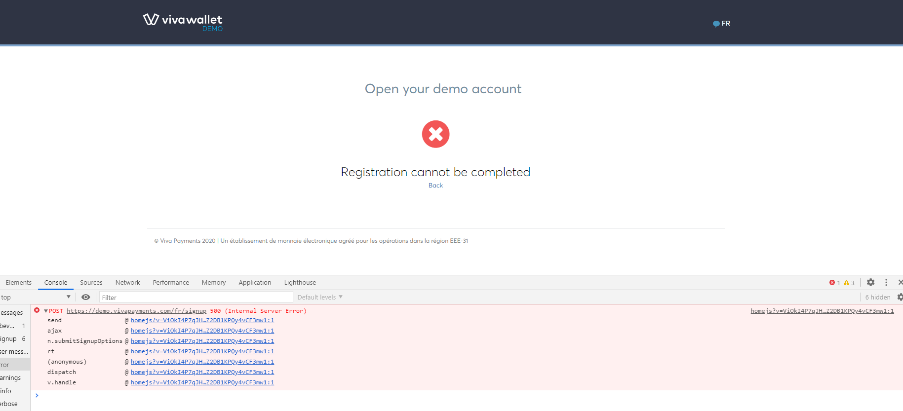 Demo Registration cannot be completed · Issue #1989 · VivaPayments/API · GitHub