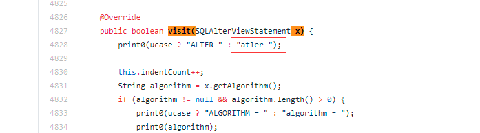 sql parser打印小写alter view 语句会变成 atler view · Issue #4228 · alibaba/druid · GitHub