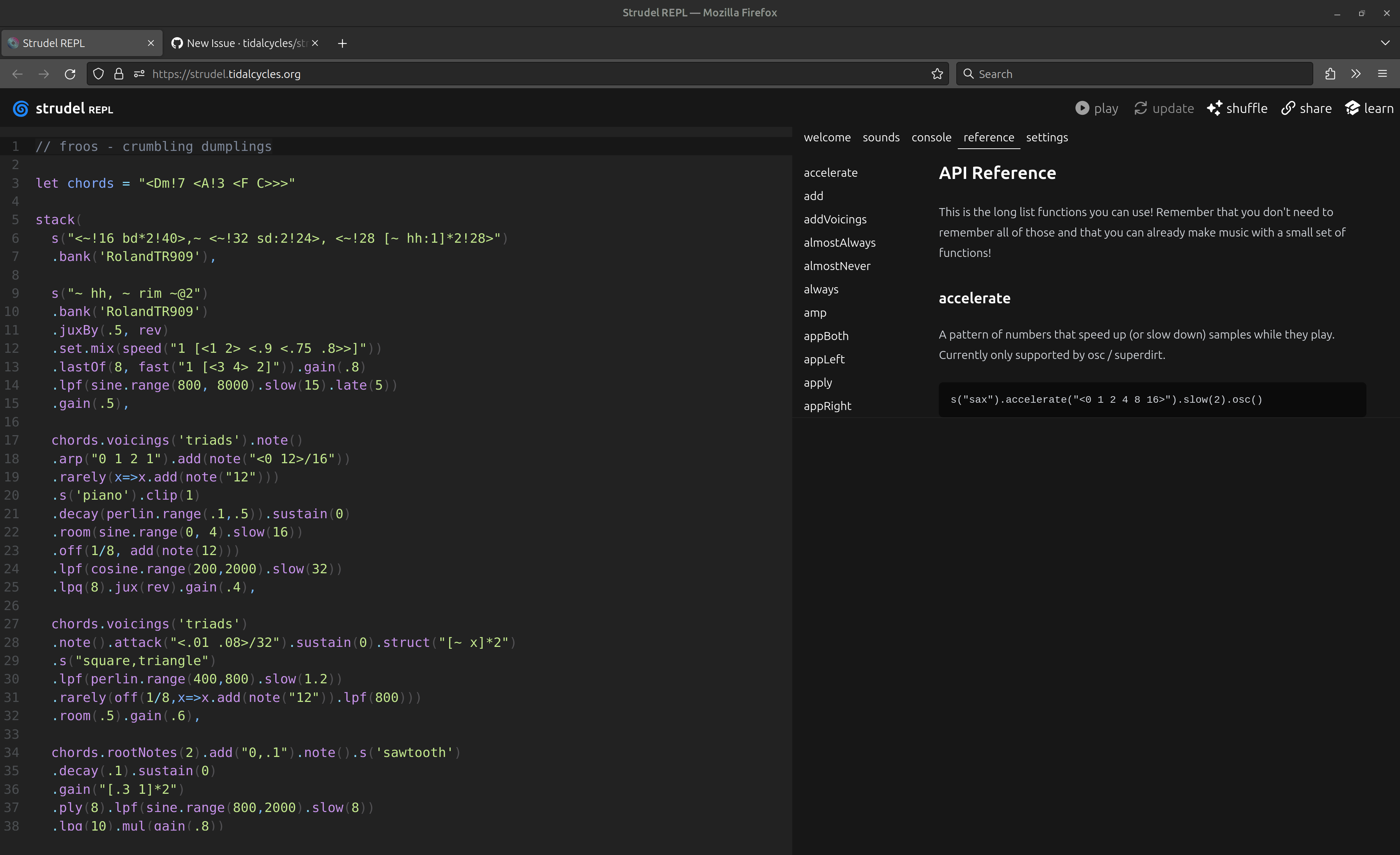 Add option to put bottom-bar on the side · Issue #600 · tidalcycles/strudel · GitHub