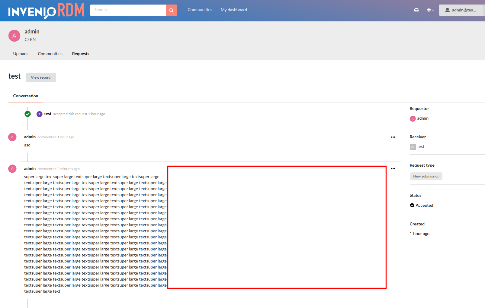 Fix UI bugs in request details page · Issue #204 · inveniosoftware/invenio-requests · GitHub