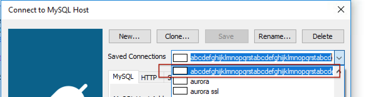 Saved connection names are clipped in the connection drop-down list · Issue #2204 · webyog ...