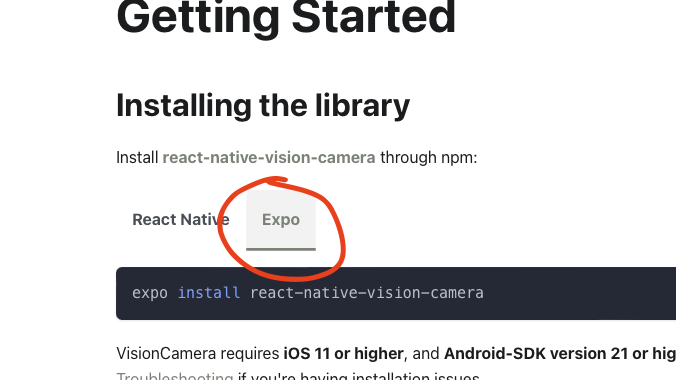 🐛 Doc: Missing expo managed section in Getting Started · Issue #993 · mrousavy/react-native ...