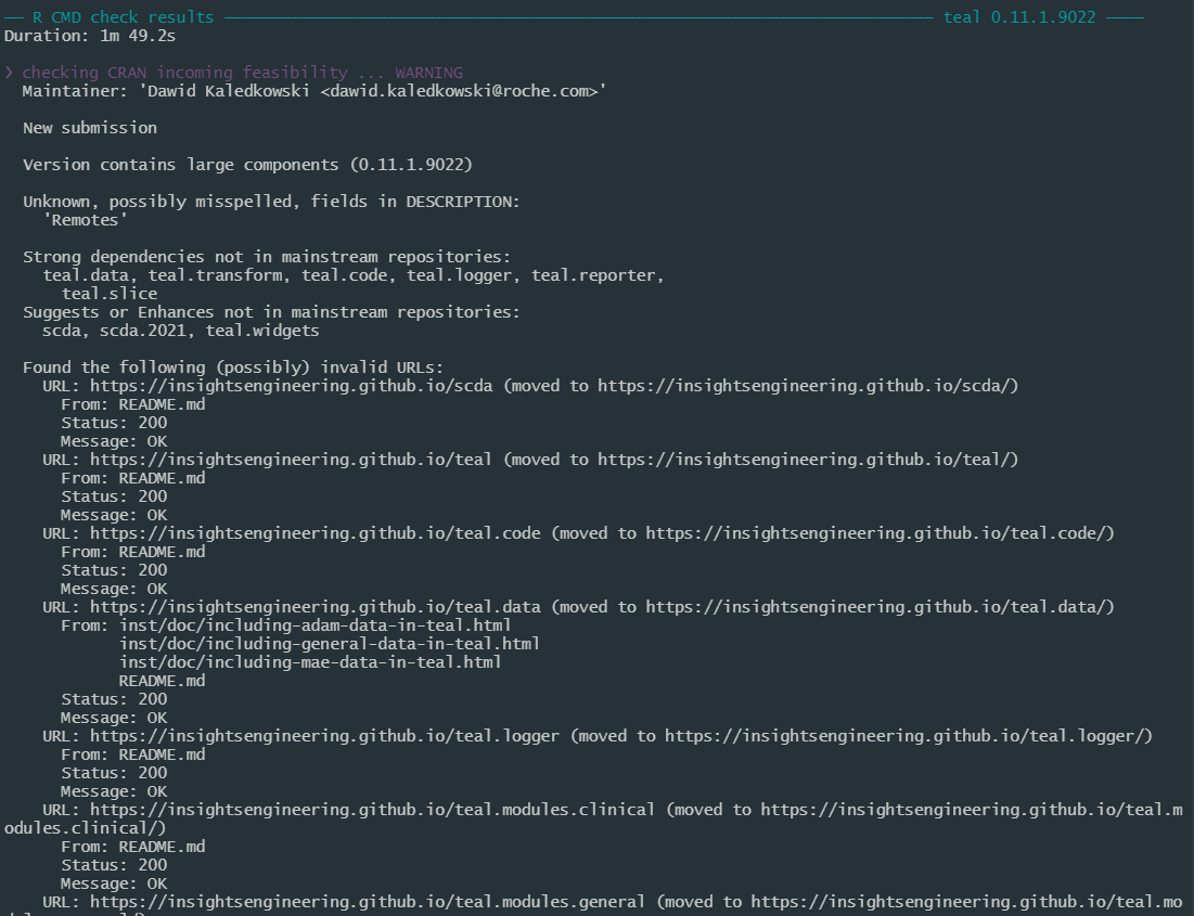 R CMD check result · Issue #728 · insightsengineering/teal · GitHub