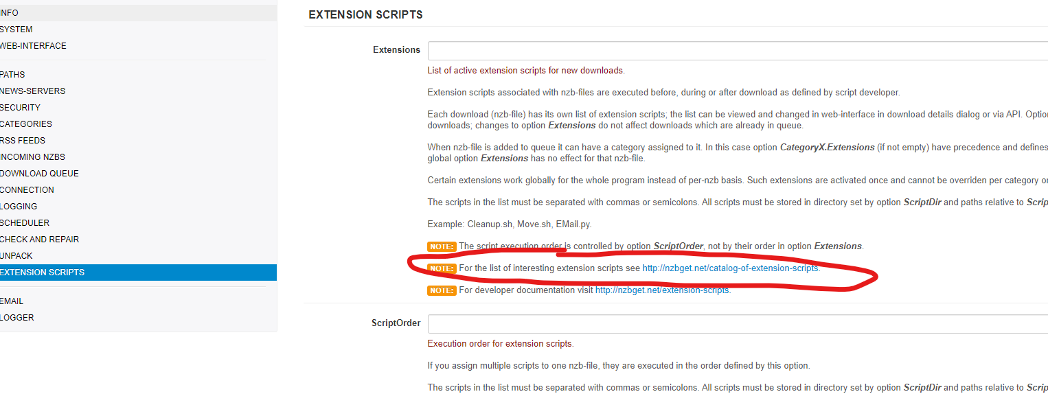 Settings Page For Extension Scripts Includes Dead Link To Script Catalog · Issue 826 · Nzbget 