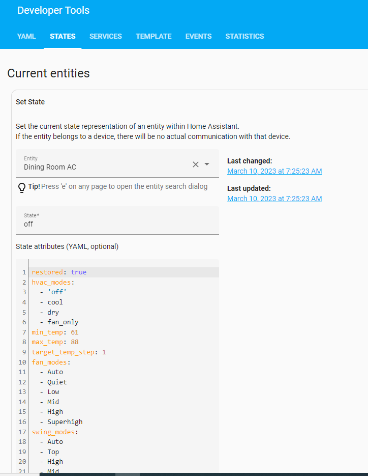 Error in JSON 1133; can't contain custom HVAC modes · Issue #1026 · smartHomeHub/SmartIR · GitHub