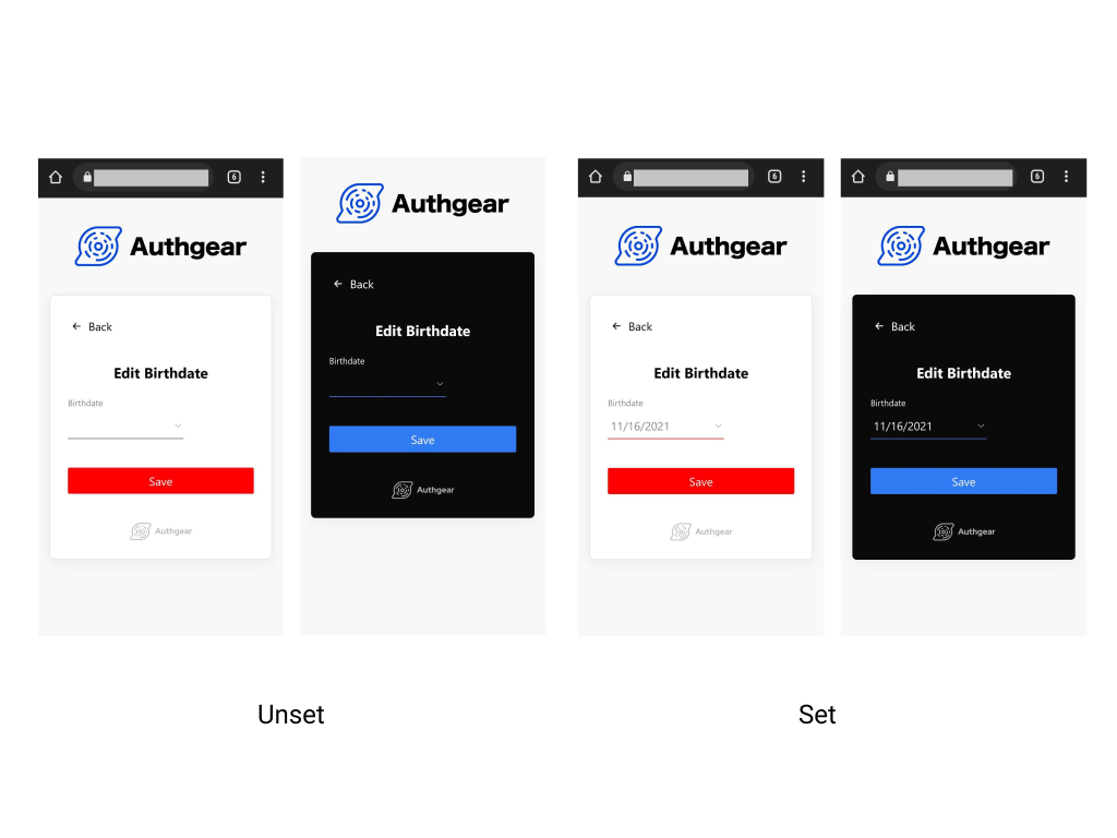 [User Portal, User details] Birthday date picker is not visible in dark theme as it is black ...