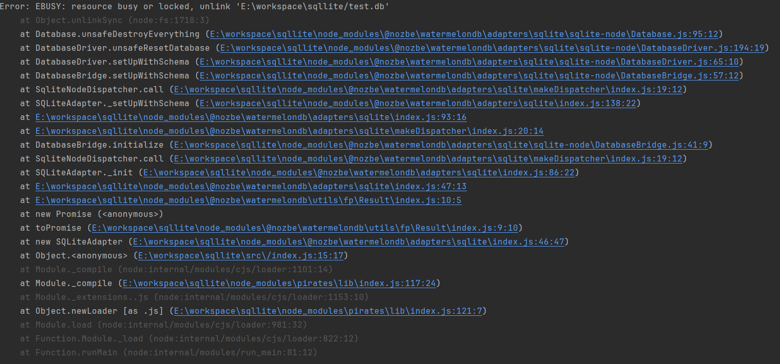 In a Node.js environment, throws a resource lock error. · Issue #1705 · Nozbe/WatermelonDB · GitHub
