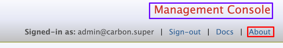 About page of Management console of APIM 3.2.0 product is showing APIM ...