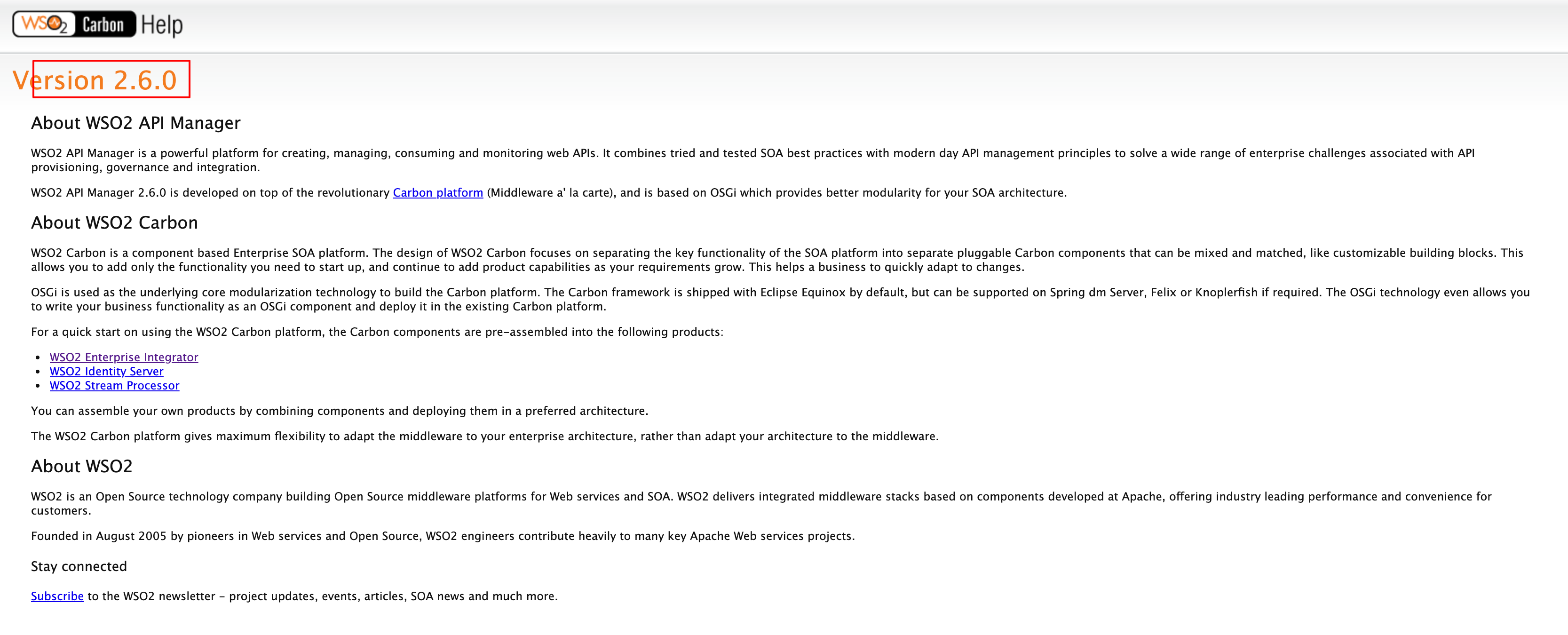 About page of Management console of APIM 3.2.0 product is showing APIM ...