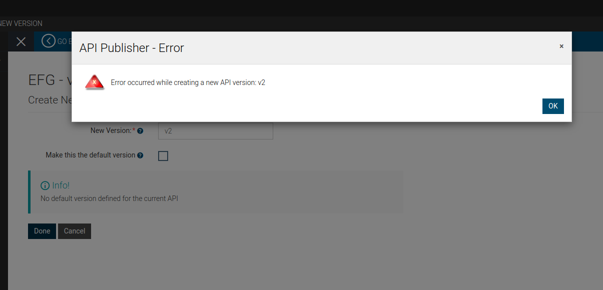 Cannot create new version of an API if old version has a scope(not assigned role for the scope ...