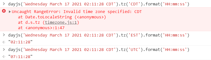 invalid time zone CDT · Issue #1417 · iamkun/dayjs · GitHub