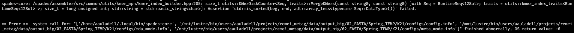 Unable to do the kmer counting // OS return value -6 · Issue #568 · ablab/spades · GitHub