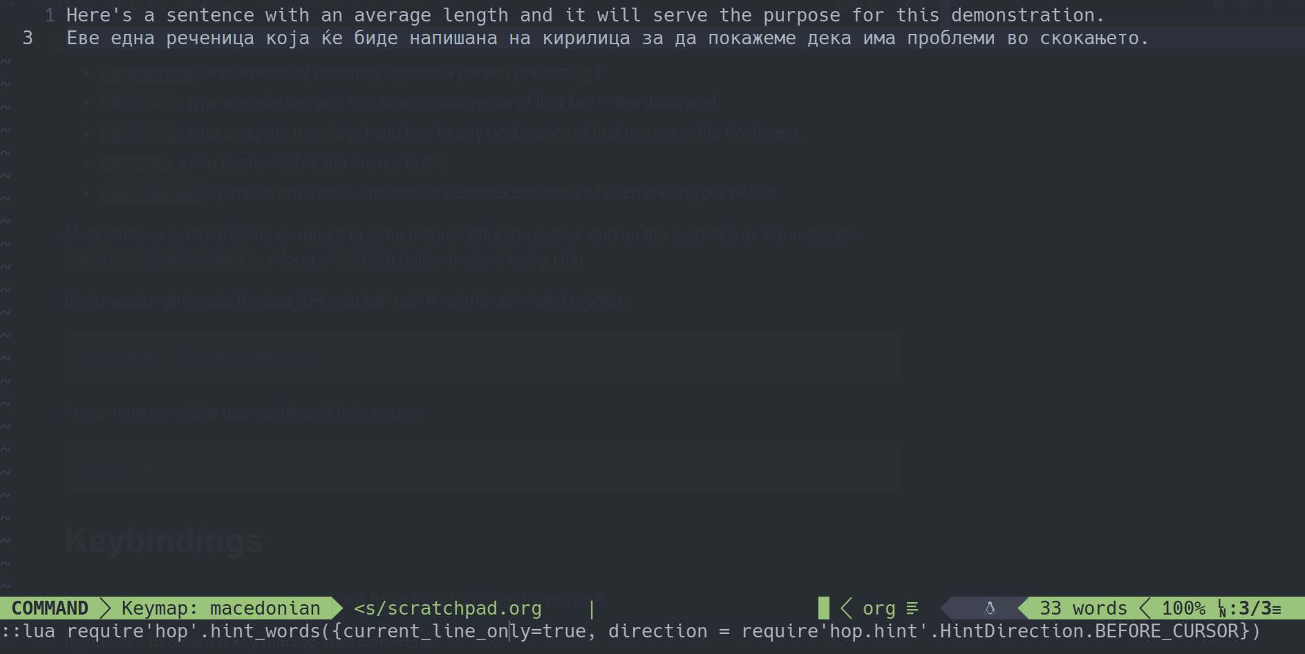 Bug using HopWord1CurrentLineAC and BC with Unicode text · Issue #245 · hadronized/hop.nvim · GitHub