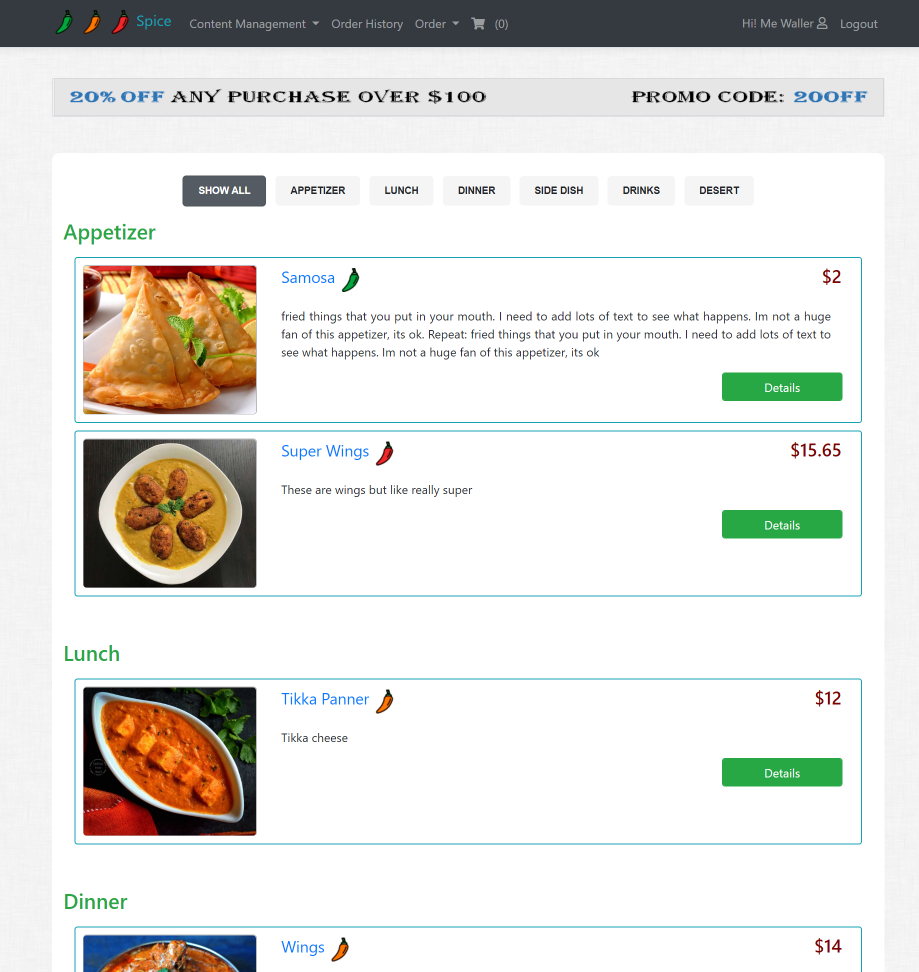 GitHub Wallmat Spice Restaurant Website For A Fake Indian Restaurant Made In ASP NET Core 2 2