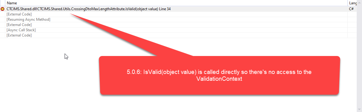 Overriding ValidationAttribute with a ValidationContext broken in 5.0.6 · Issue #1260 ...