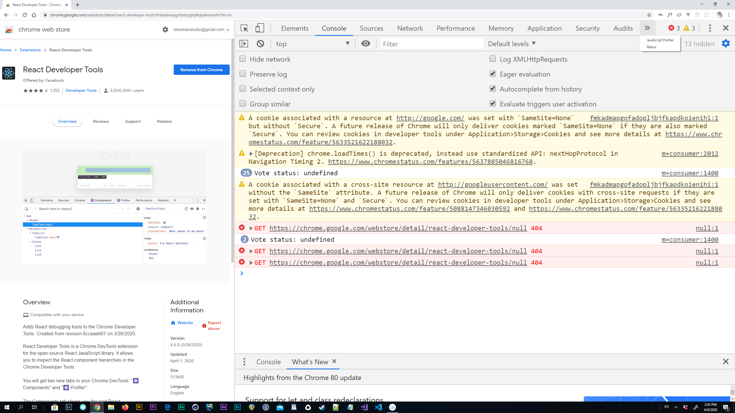 Bug New Components And Profiler Tabs Missing In Chrome DevTools Issue 18546 Facebook react 