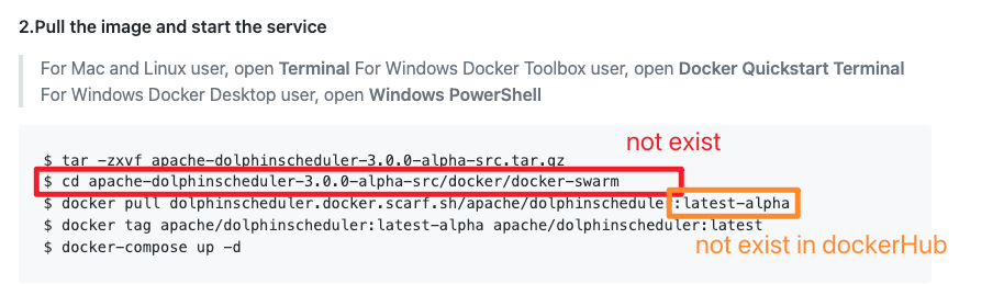 [Bug] [3.0.0-alpha Doc] path to docker does not exist and the 3.0.0 ...