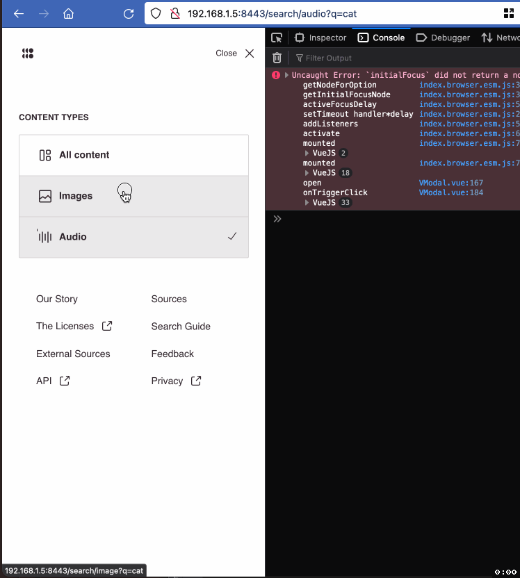 Cannot select search type on mobile · Issue #2004 · WordPress/openverse-frontend · GitHub