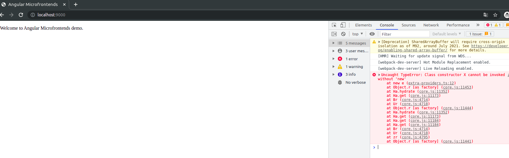 Sharing Angular with Ivy throws: "Class constructor BrowserPlatformLocation cannot be invoked ...