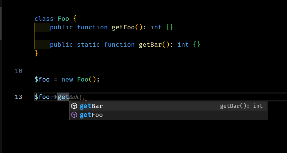 Don T Suggest Static Methods On Instances · Issue 2538 · Bmewburn Vscode Intelephense · Github