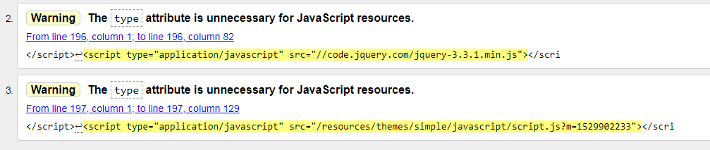 Warning: The `type` attribute is unnecessary for JavaScript resources. · Issue #8221 ...