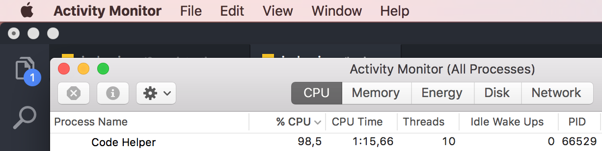 Intellisense Dies Code Helper Nearly At 100 Cpu · Issue 36038 · Microsoftvscode · Github
