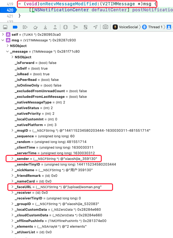 【IOS】-【5.5.892】：【服务器修改了单聊消息后，客户端在onRecvMessageModified中收到的msg中faceURL为空 ...