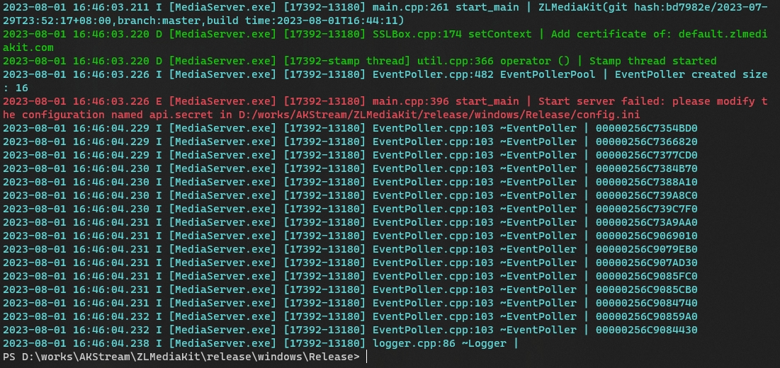 [BUG] 无法读取 config.ini，导致无法运行 [严重] · Issue #2732 · ZLMediaKit/ZLMediaKit · GitHub