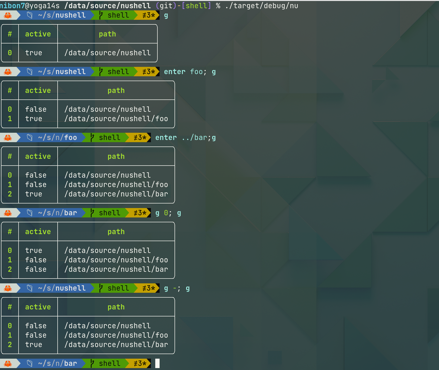 Make `g -` switch to the last used shell by nibon7 · Pull Request #6249 · nushell/nushell · GitHub
