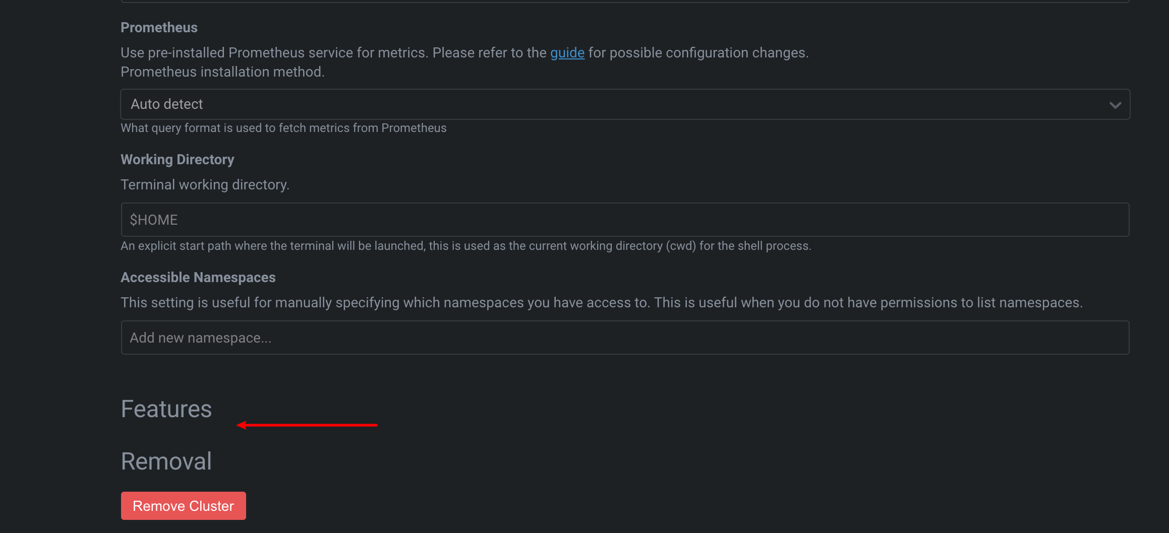There is no Metrics under Features in cluster settings page · Issue #2284 · lensapp/lens · GitHub