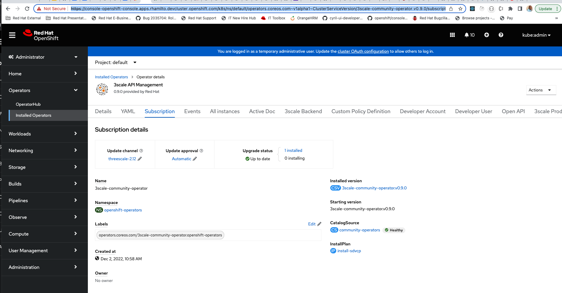 OCPBUGS-1852: Subscription tab for operator doesn't land on correct URL ...