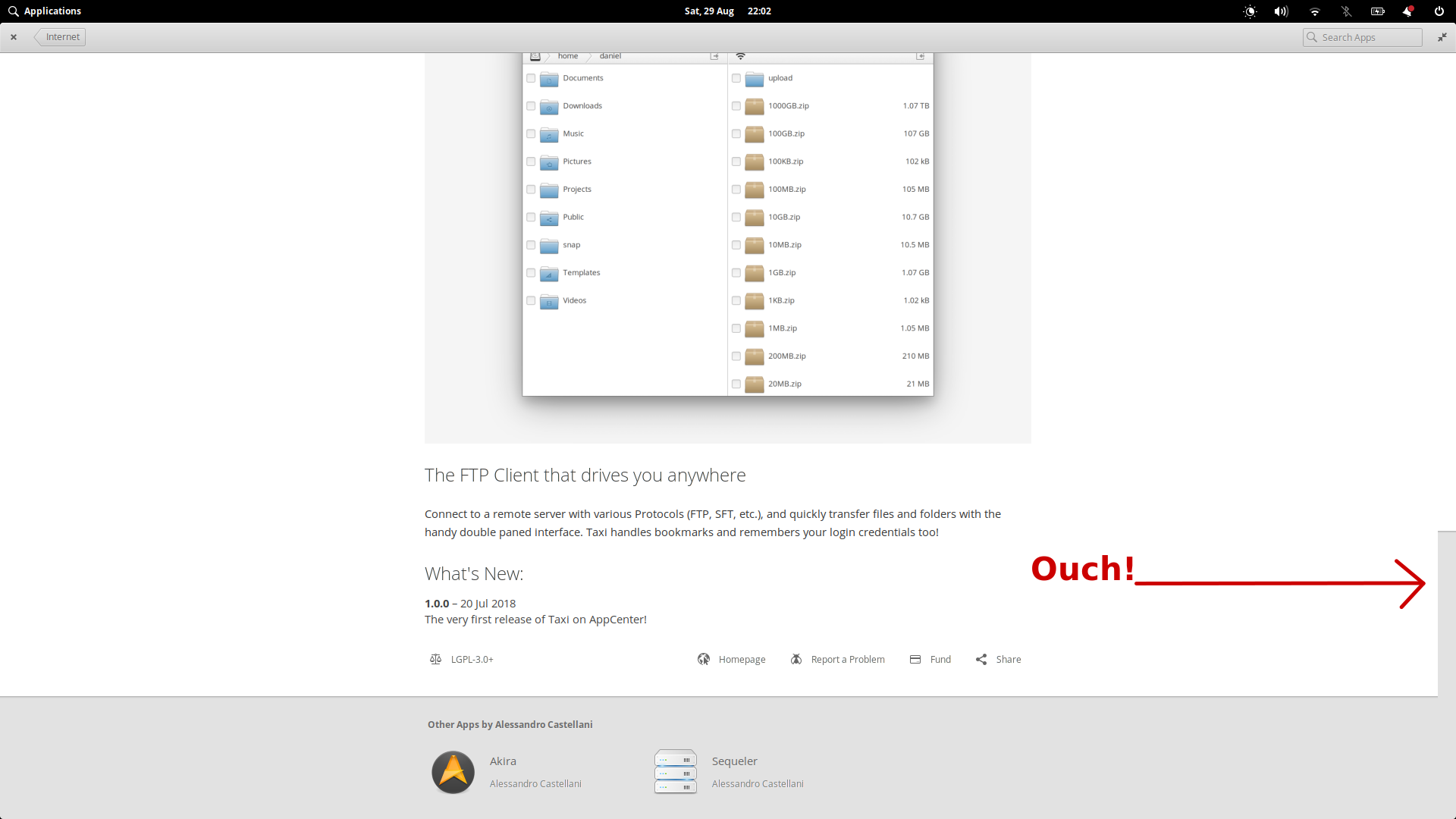 The 'What's New' details sometimes overlap the 'Other Apps' details ...