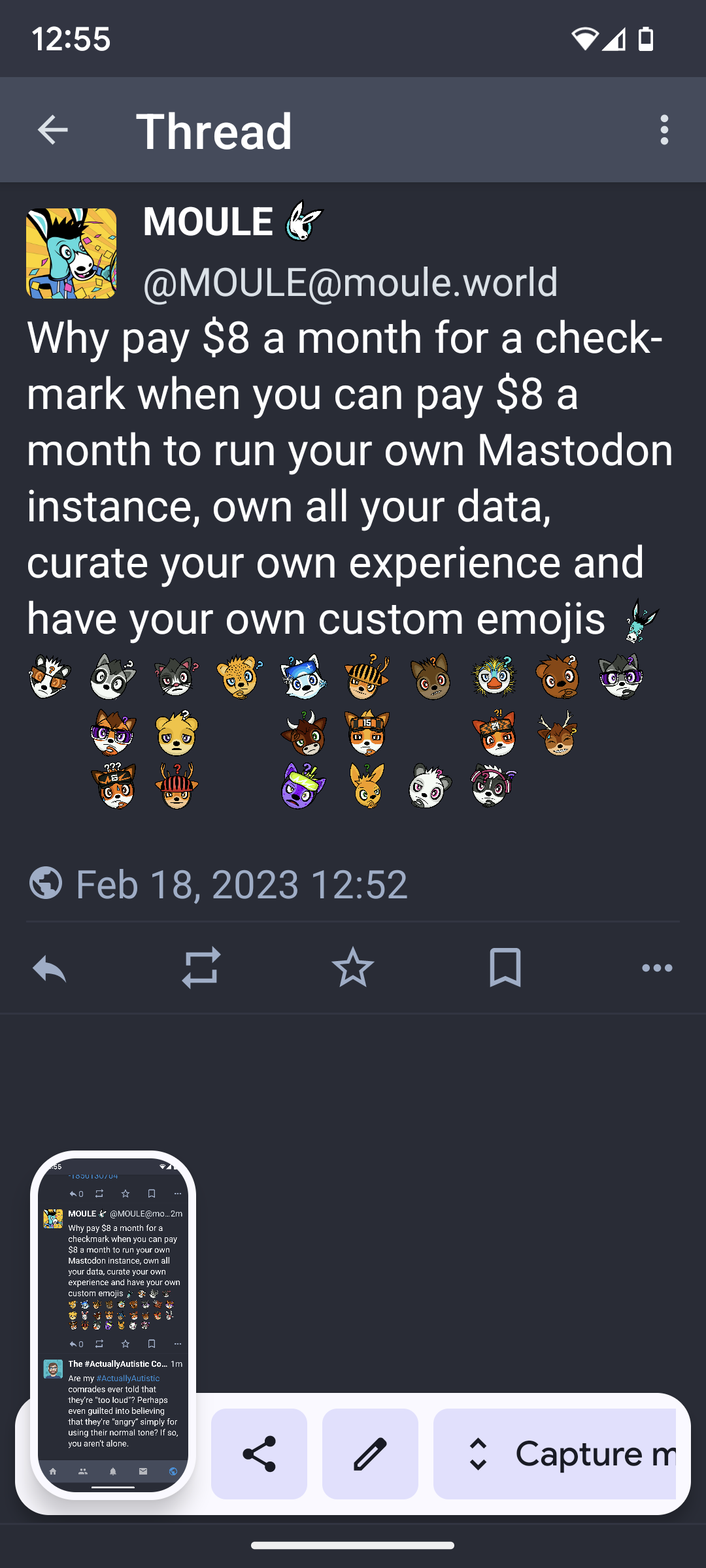 Custom emojis not always rendered in thread view. · Issue #3330 · tuskyapp/Tusky · GitHub