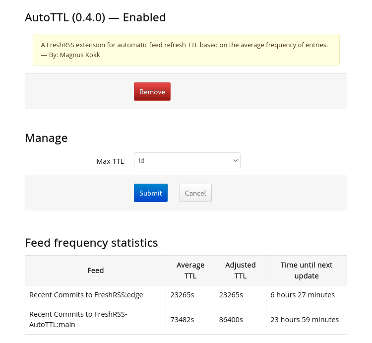 GitHub - mgnsk/FreshRSS-AutoTTL: A FreshRSS extension for automatic feed refresh TTL based on ...