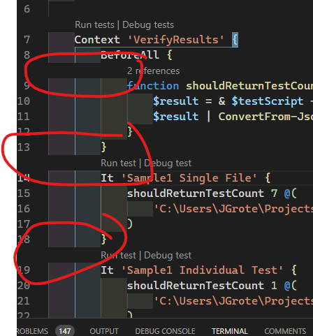 Continue highlighting through codelens? · Issue #109 · oderwat/vscode-indent-rainbow · GitHub