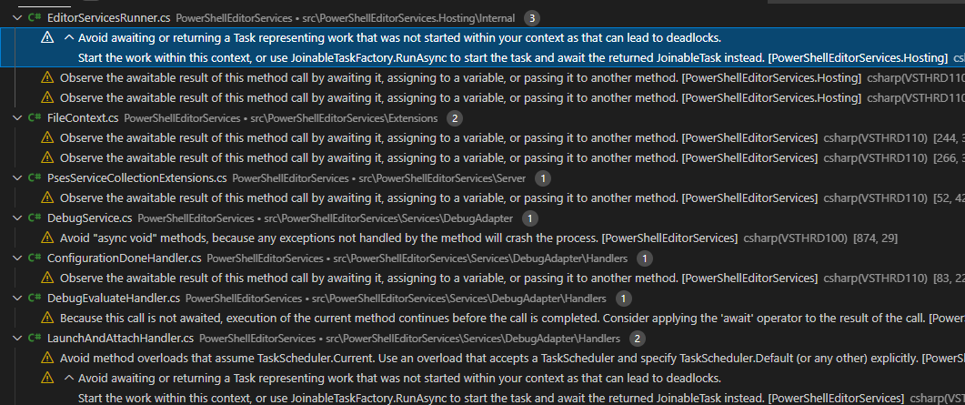 .NET 6 Compiler Warning Cleanup · Issue #1614 · PowerShell/PowerShellEditorServices · GitHub