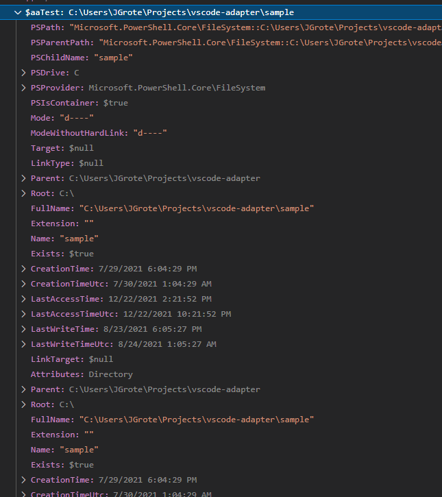 Regression: Most of FileInfo object properties is missing in debug view · Issue #1649 ...