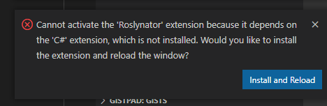Rosylnator complains about missing C# extension in devcontainer on first initialization · Issue ...