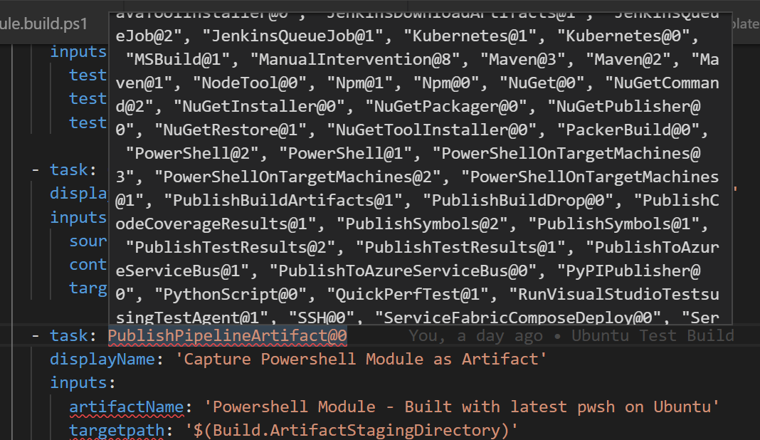 Doesnt Recognize Publishpipelineartifact Task · Issue 170 · Microsoftazure Pipelines Vscode