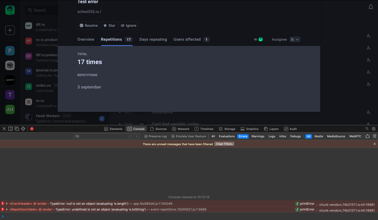 Error while showing repetition page · Issue #522 · codex-team/hawk.garage · GitHub