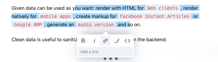 Fake selection by inline-link tool strangely works with inline-code · Issue #828 · codex-team ...