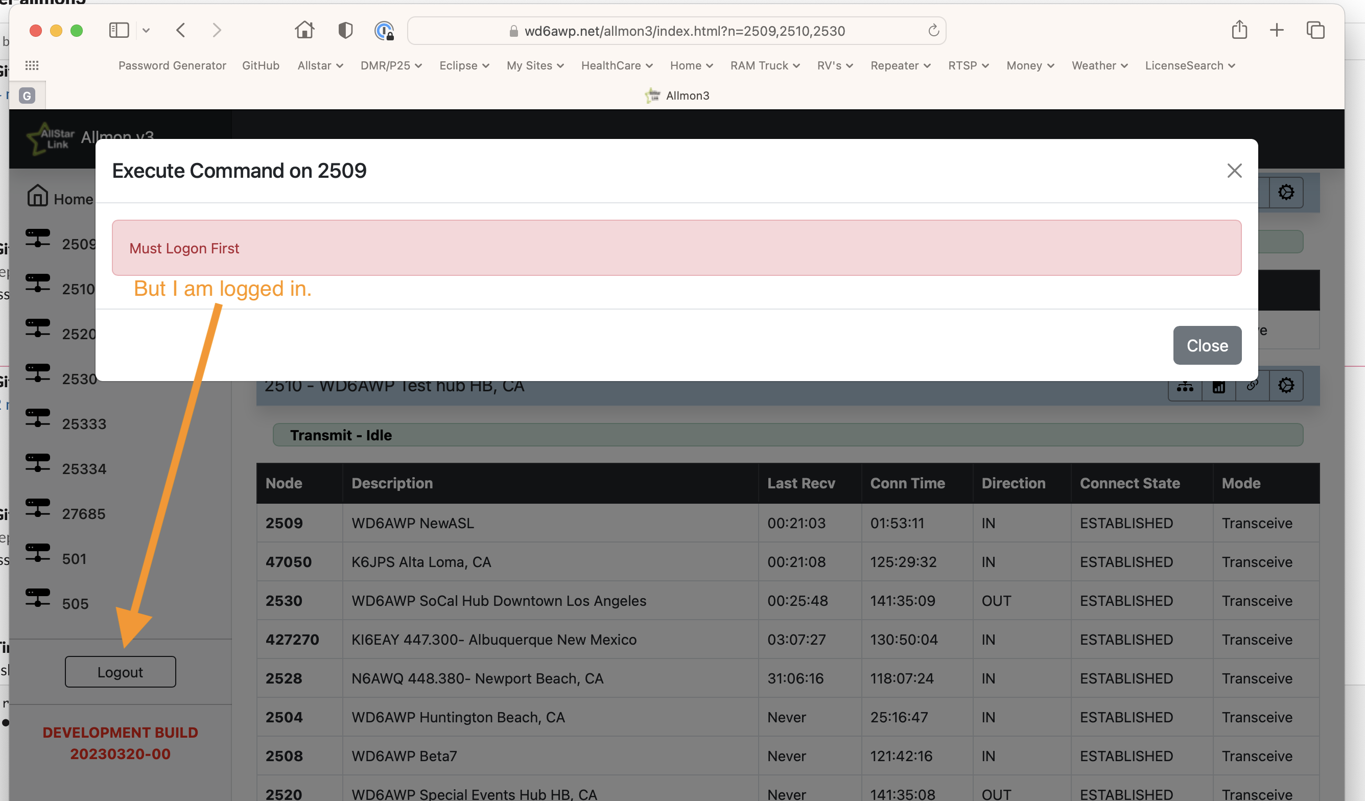 But I am logged in · Issue #60 · AllStarLink/Allmon3 · GitHub