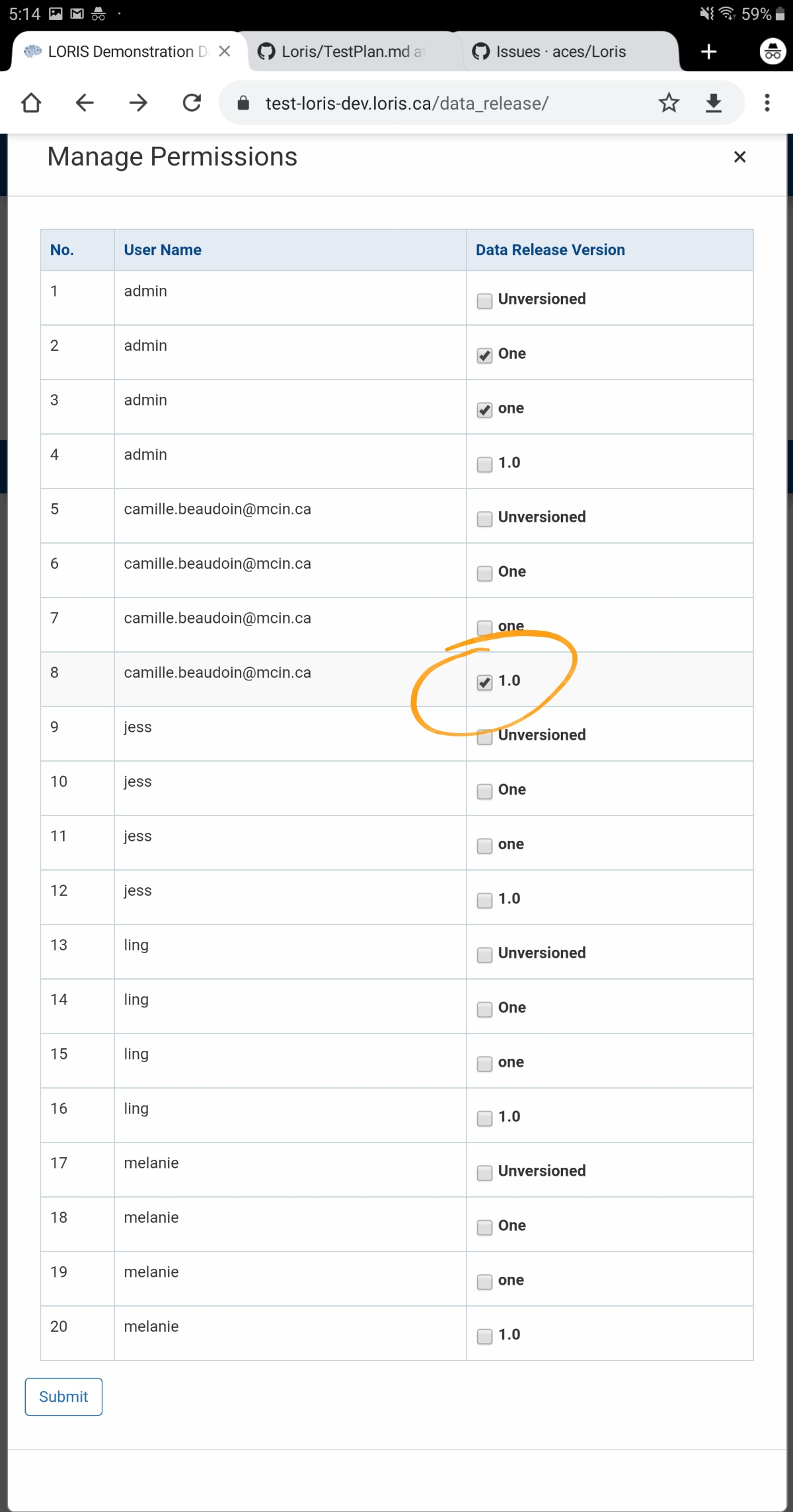 [Data release] Manage permission form persistence issues · Issue #6242 · aces/Loris · GitHub