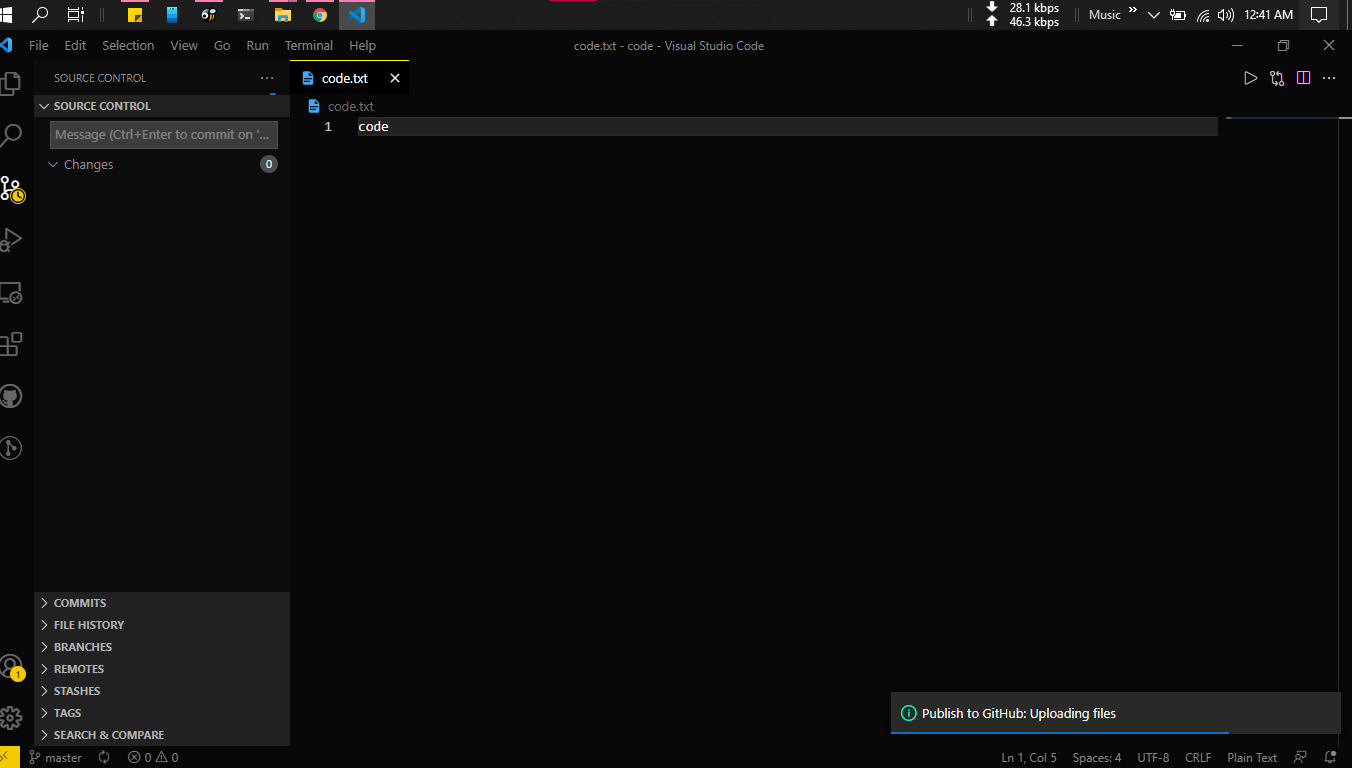 VS Code github keeps showing Uploading files forever · Issue #126848 · microsoft/vscode · GitHub